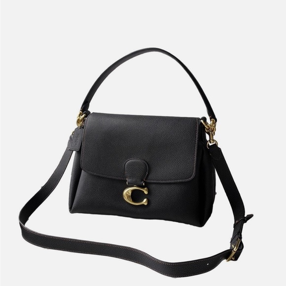 Coach | Bags | Coach May Black Pebble Leather Soft Logo Classic ...